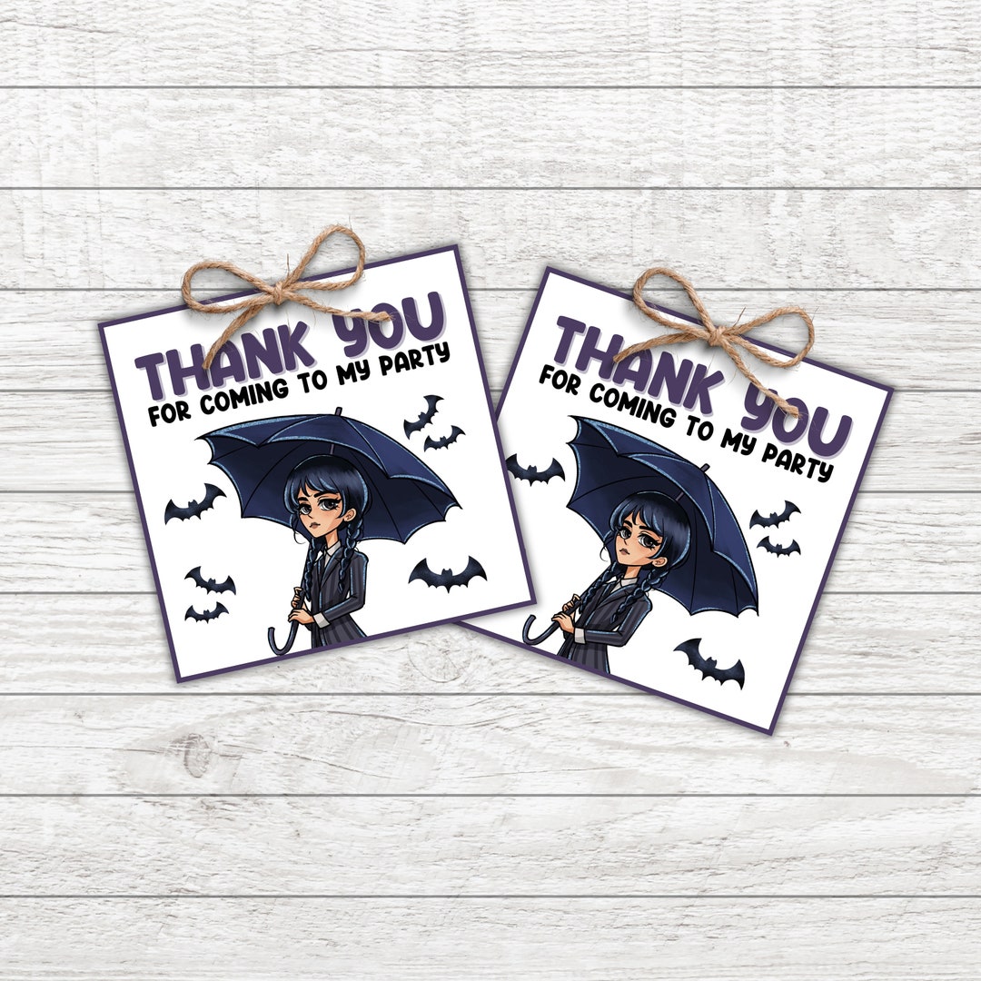 Wednesday Birthday Favor Tag, Cookie Card, Party Gift Label Birthday ...