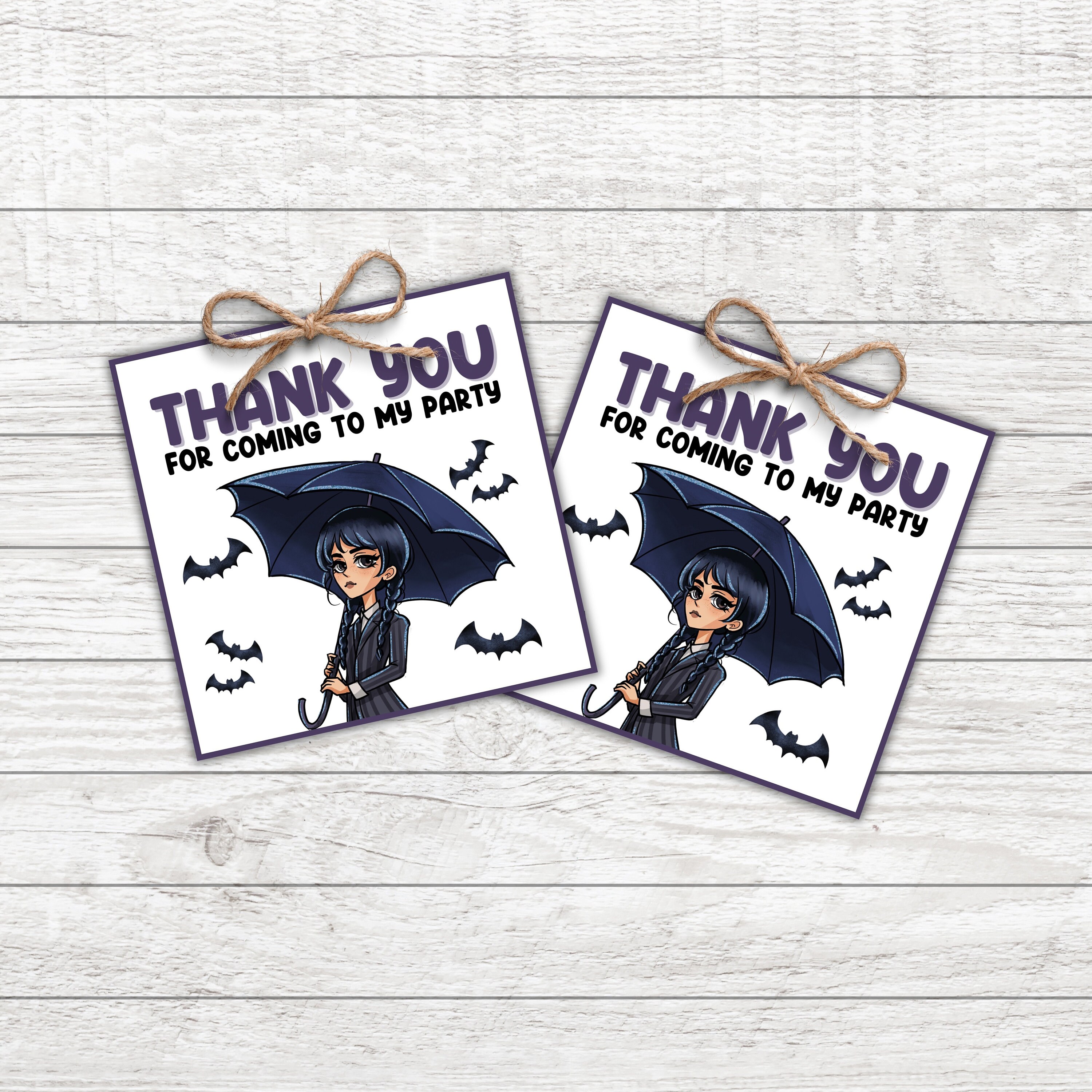 Wednesday Birthday Favor Tag, Cookie Card, Party Gift Label Birthday ...