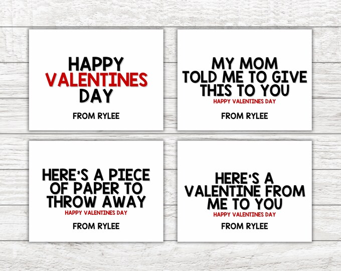 EDITABLE Funny Slang Kids Valentines, Simple Valentines Day Cards for ...