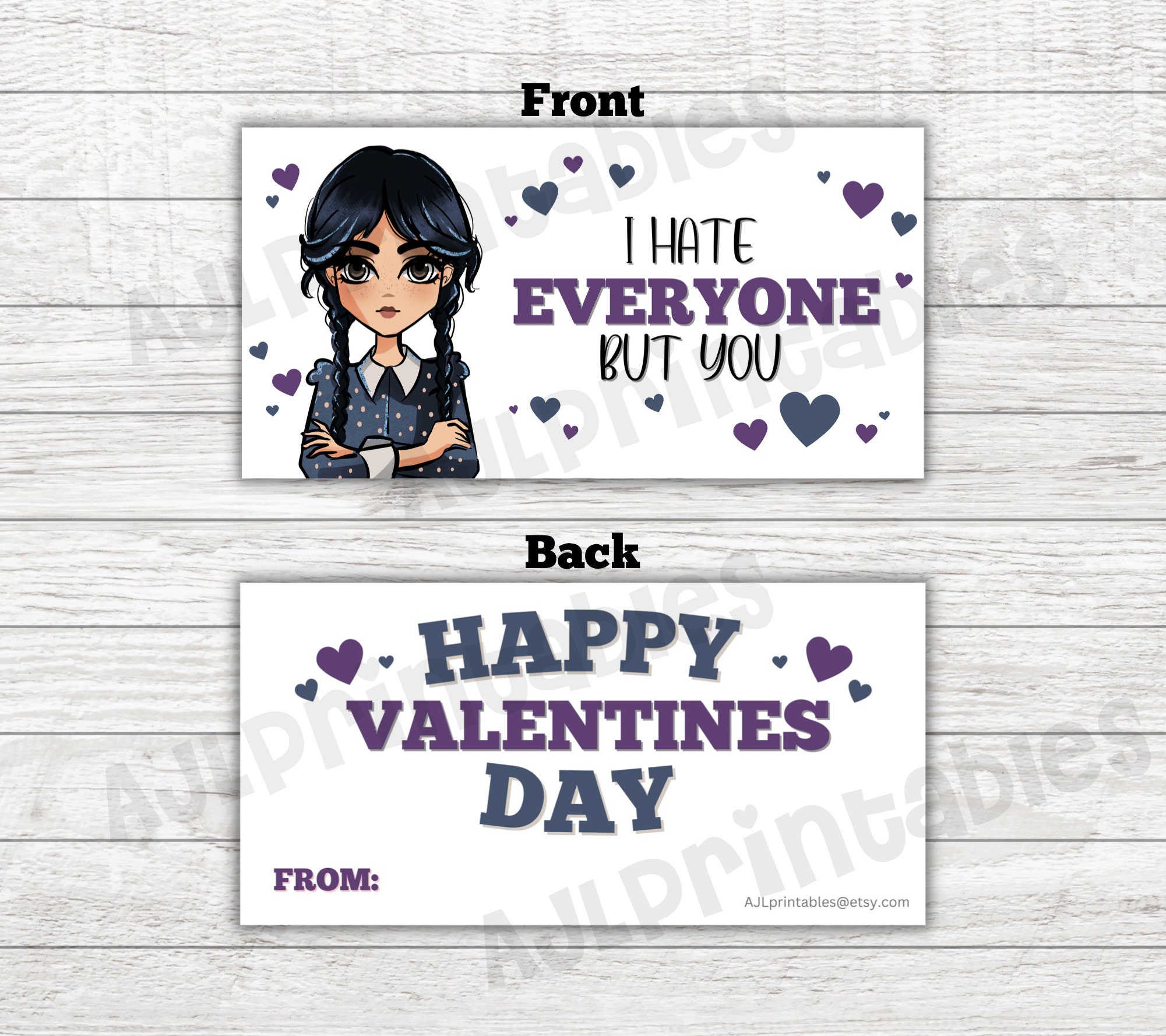PRINTABLE Wednesday Addams Valentine Treat Bag Topper/tag, Valentines ...