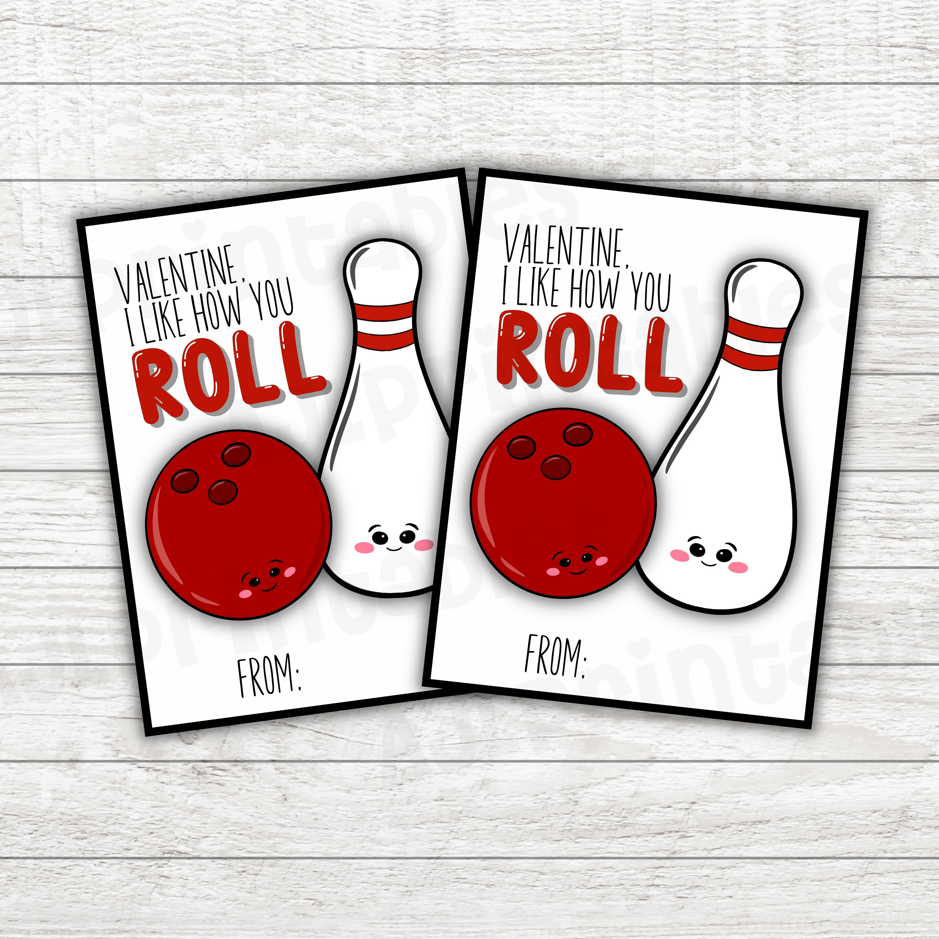 PRINTABLE Bowling Valentines, Sports Valentines, Classroom Valentines ...