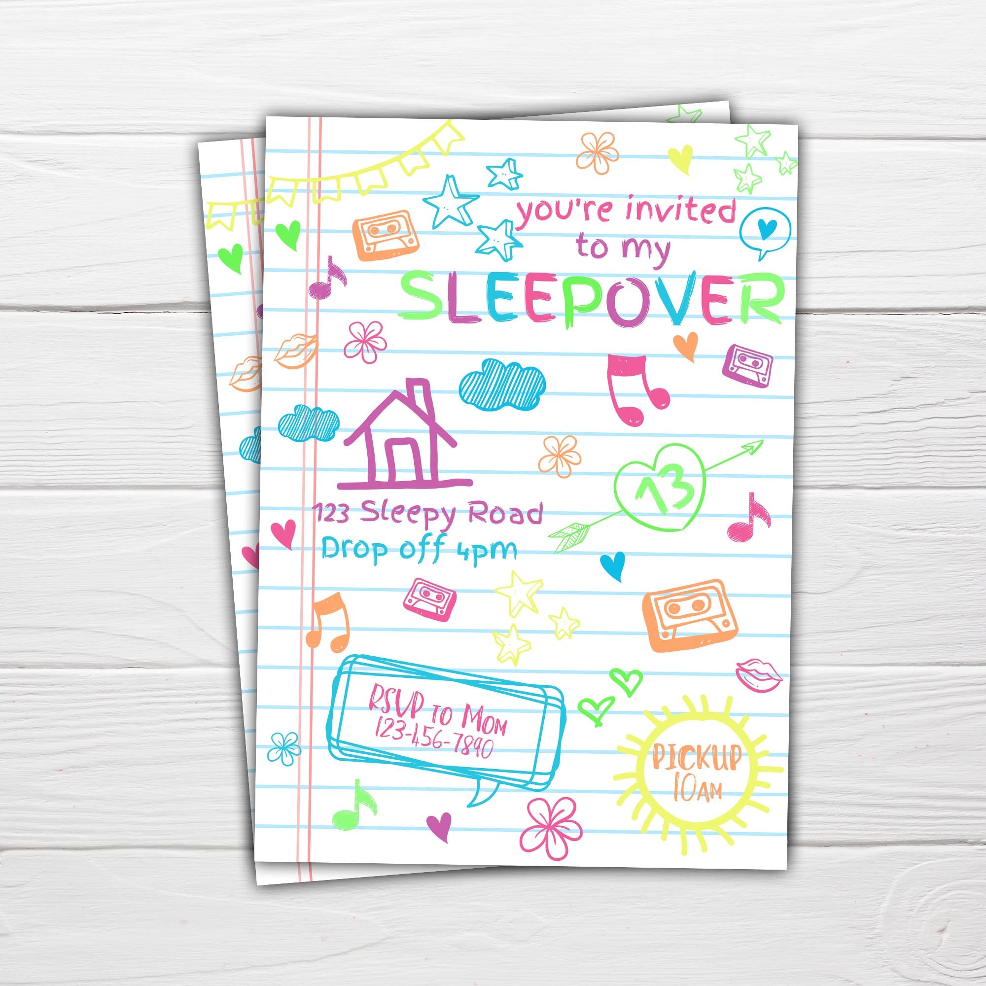 Sleepover Invitation, Teen Birthday Invitation, Girls Birthday ...