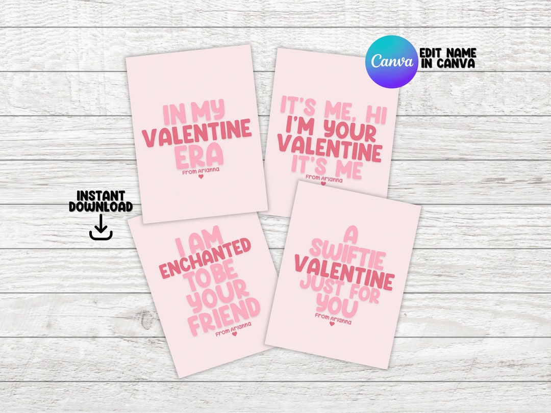 EDITABLE Printable Taylor Swift Valentines, Swiftie Valentines Day ...