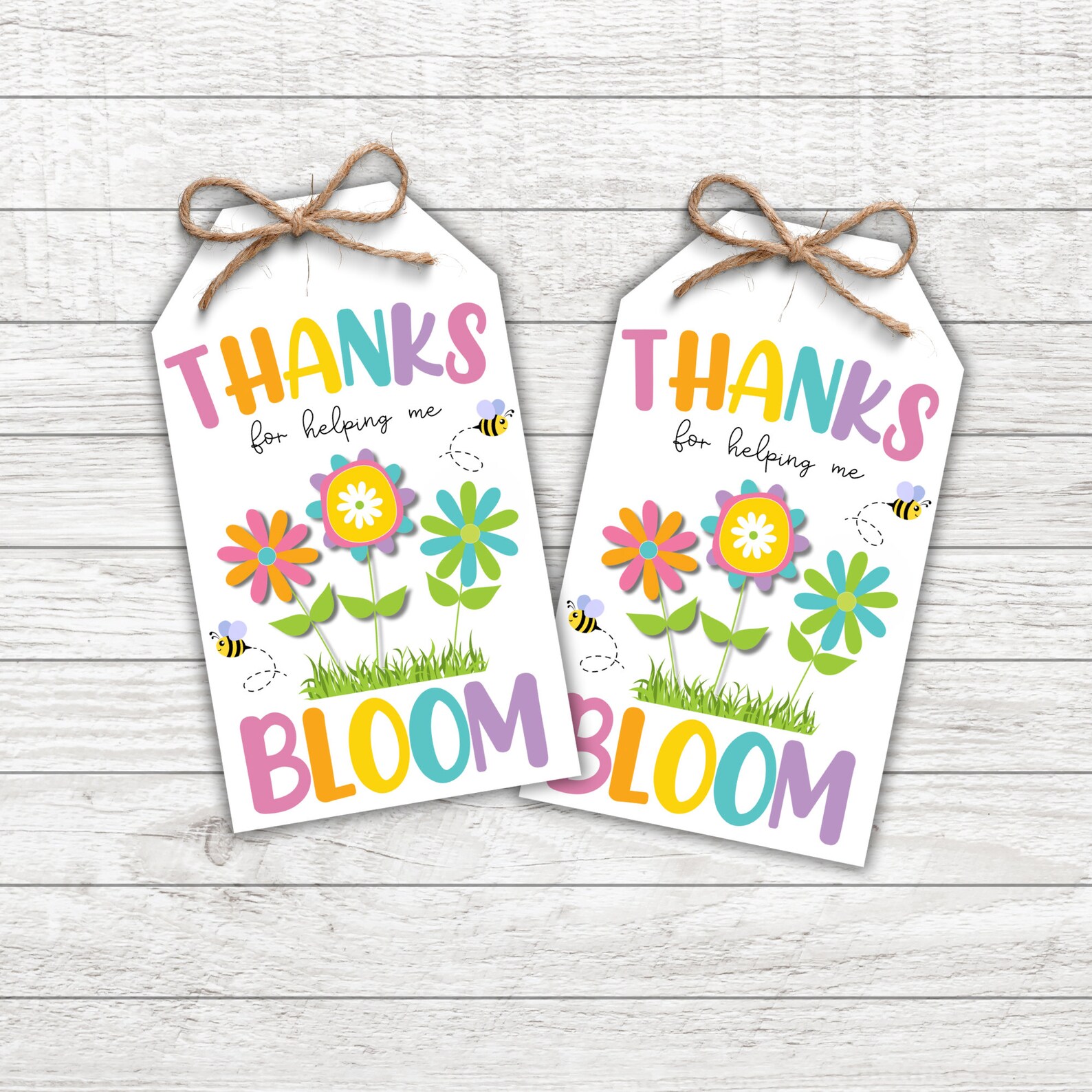 Thanks for Helping Me Bloom Teacher Gift Tags Preschool Classroom ...