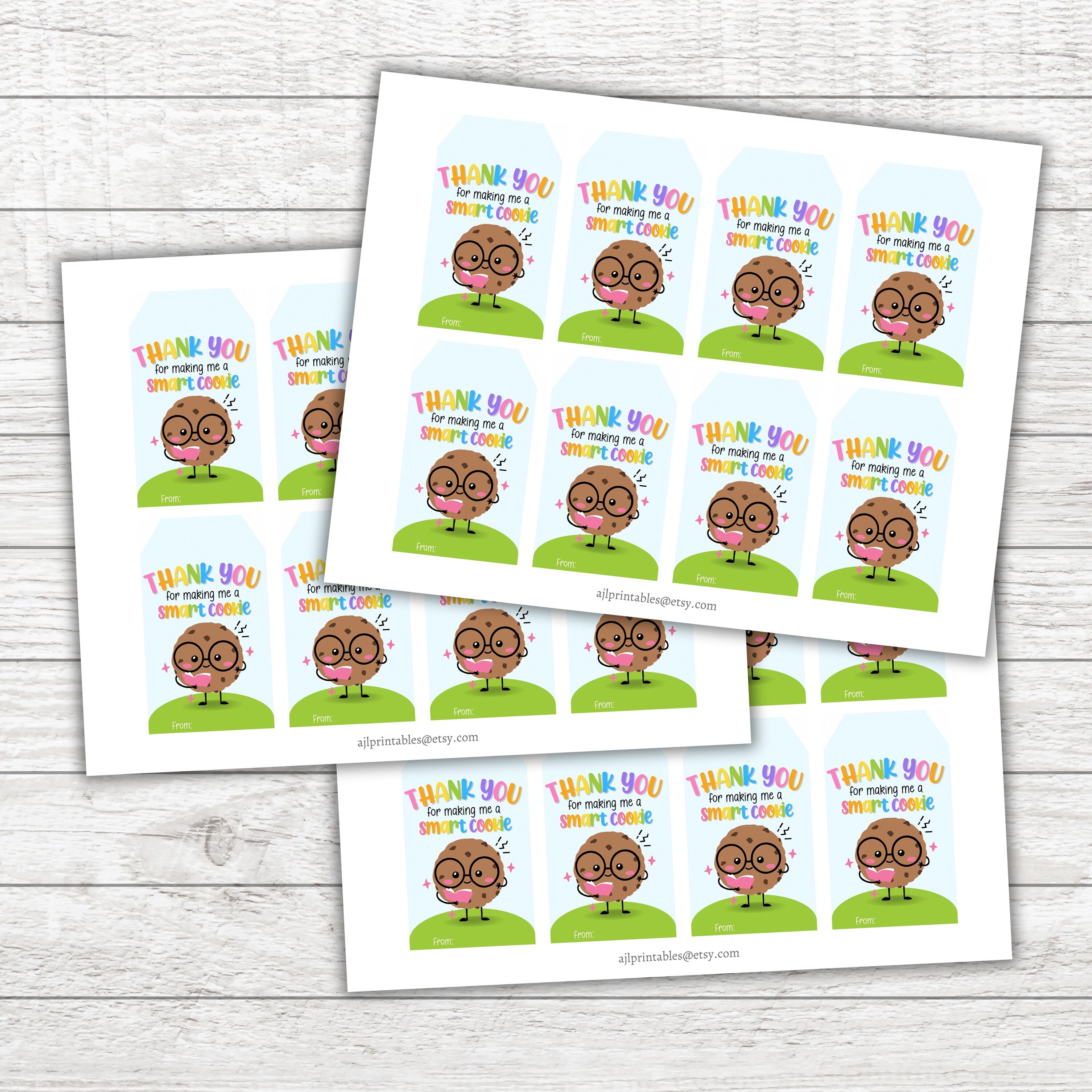 Thank You for Making Me A Smart Cookie Teacher Gift Tags Preschool ...