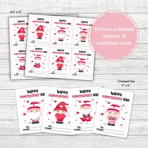 Printable Gnome Valentines, Classroom Valentines Day Cards for Kids ...