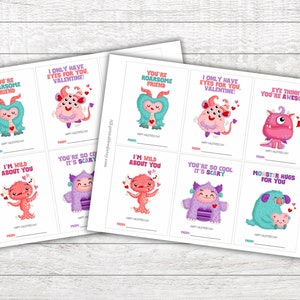 Printable Monster Valentines, Classroom Valentines Day Cards for Kids ...