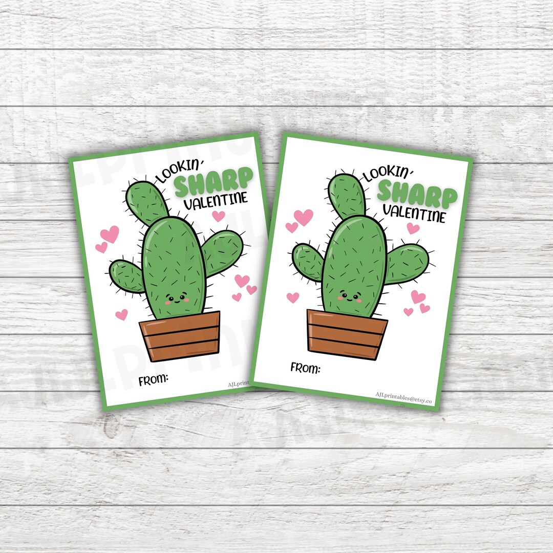 PRINTABLE Cactus Valentine, Classroom Valentine, Instant Download - Etsy