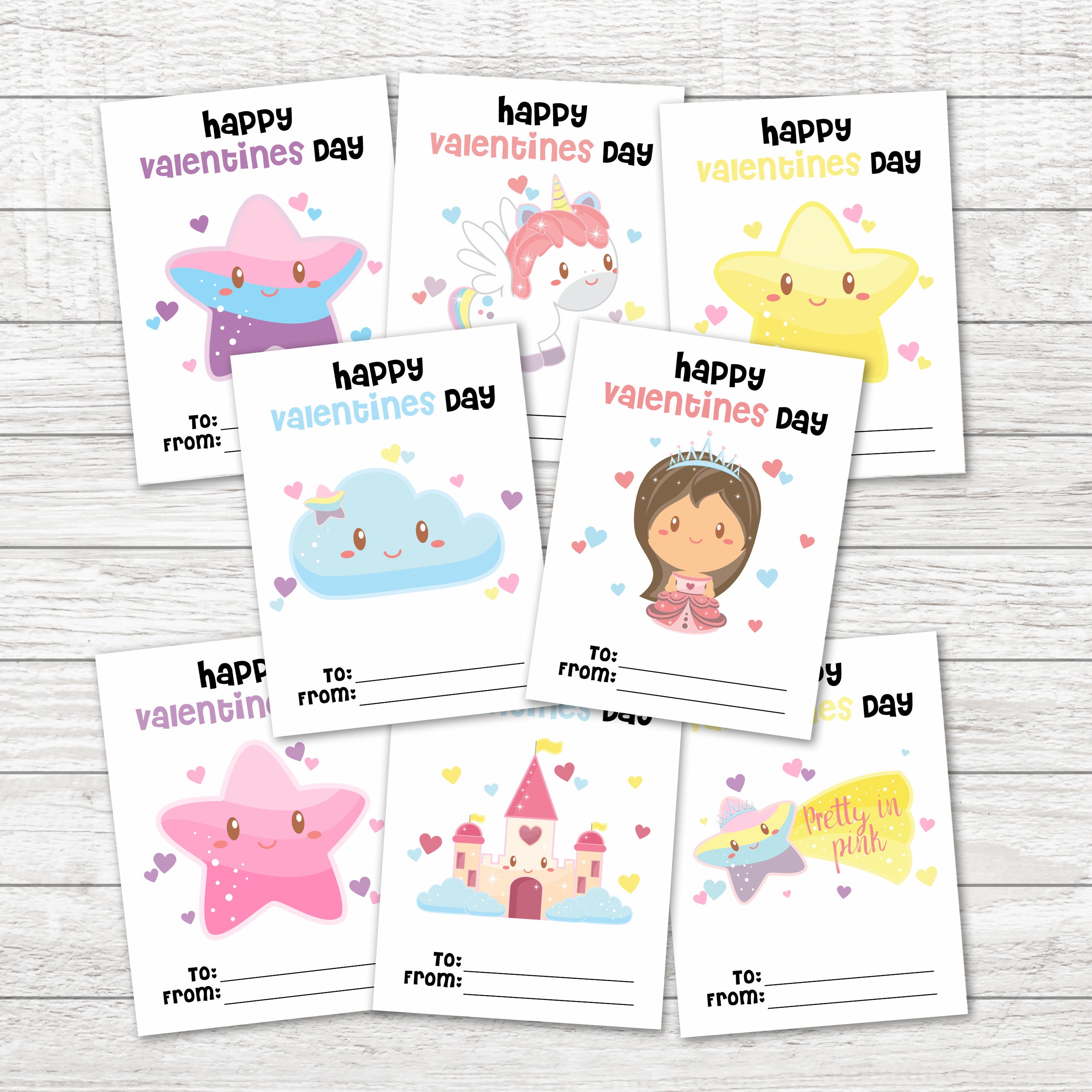 Printable Princess Valentines, Classroom Valentines Day Cards for Kids ...