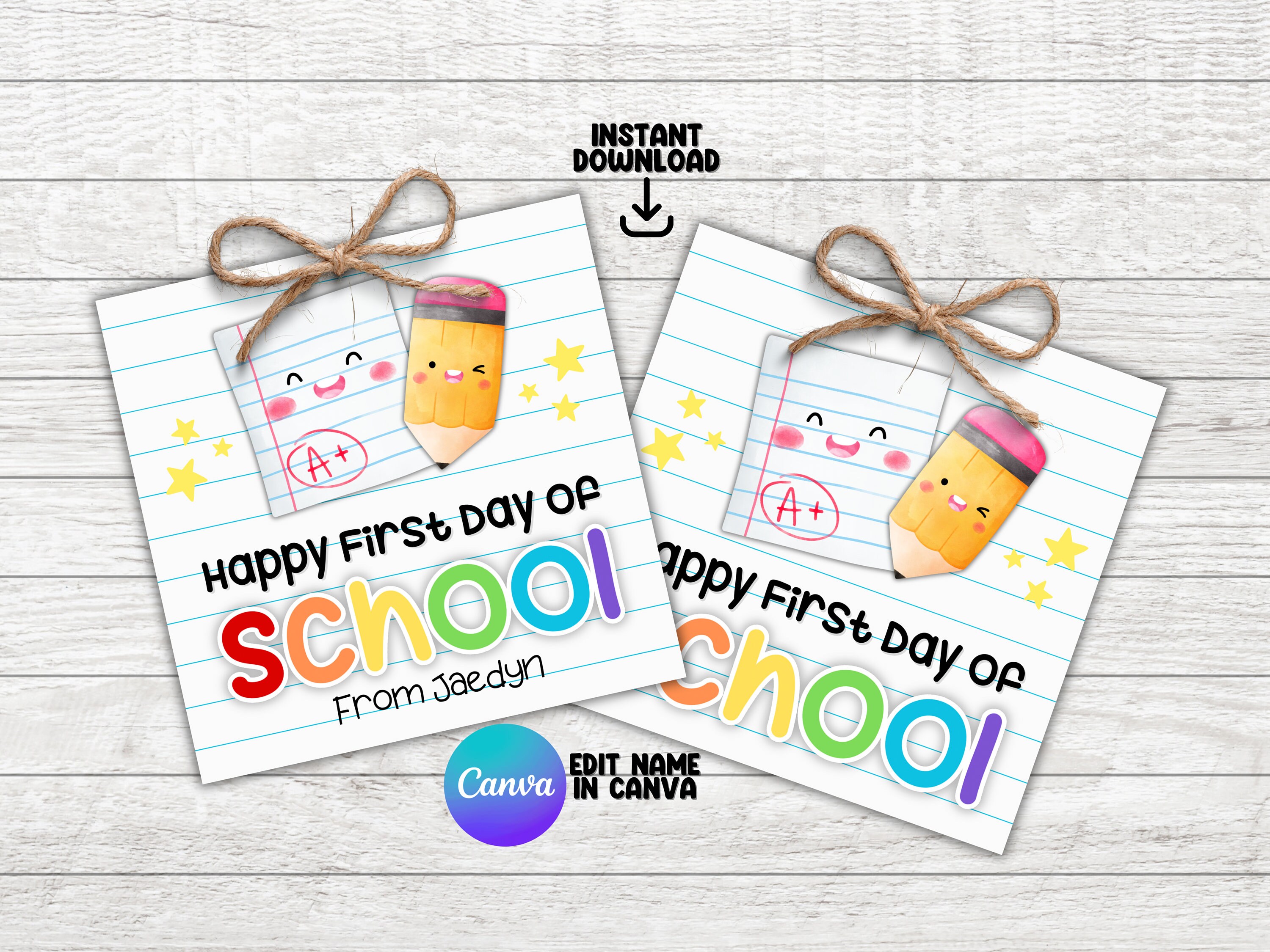 EDITABLE Happy First Day of School Gift Tags Preschool Classroom ...