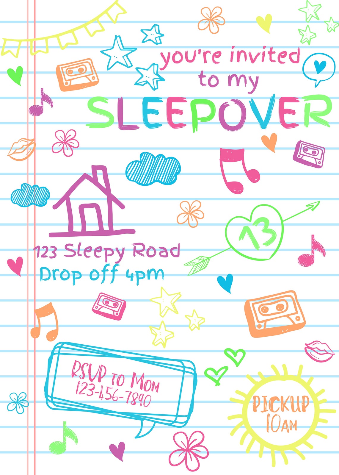 Sleepover Invitation, Teen Birthday Invitation, Girls Birthday ...