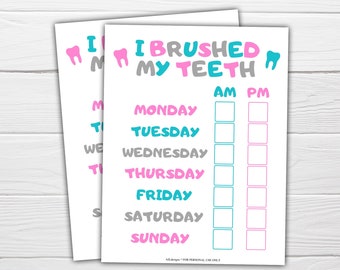 Tooth Brushing Chart Printable for Kids, Dental Health for Preschool ...