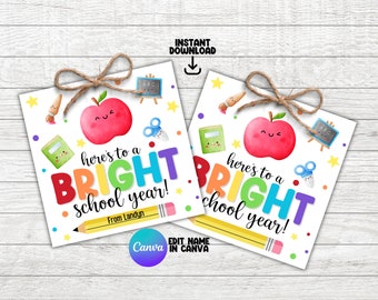 EDITABLE Bright School Year Gift Tag Printable Back to - Etsy