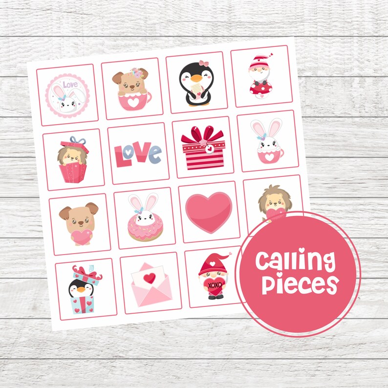 Valentine Bingo Printable Game, Kids Party Game, Classroom Game ...