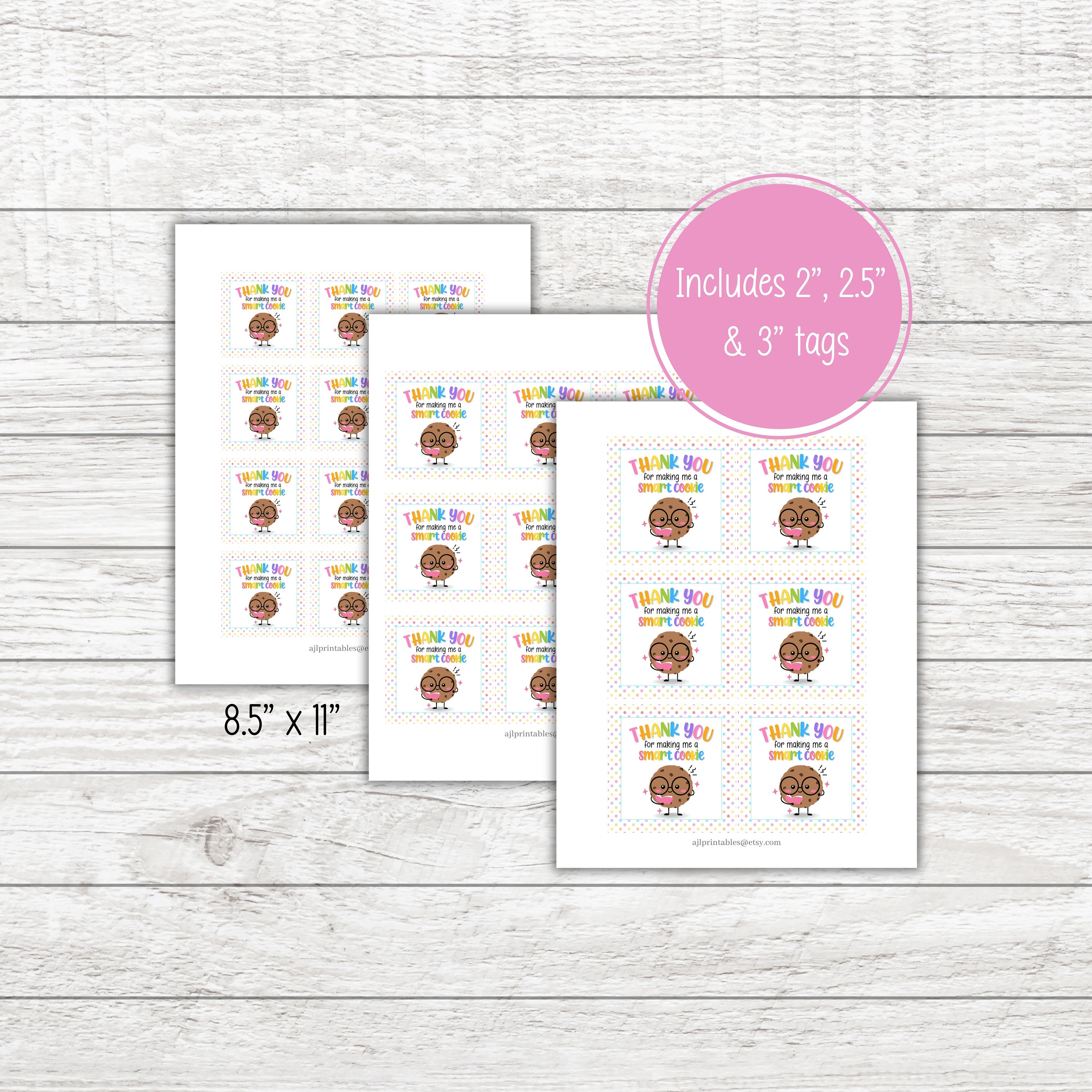 Thank You Smart Cookie Gift Tags, Cookie Card, Preschool Classroom ...