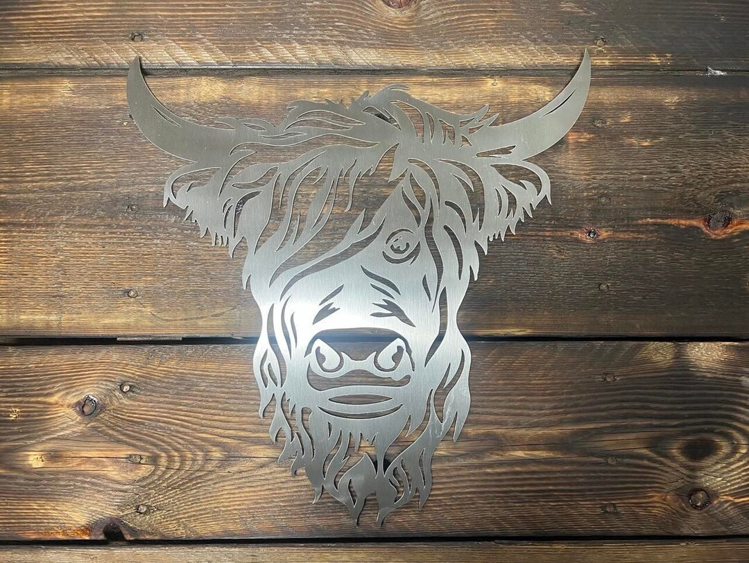 Metal Highland Cow Steel Wall Art, Home Style Decor, Metal Wall Art ...