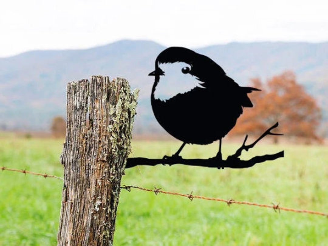 SILHOUETTE ROBIN BIRD Garden Fence Topper, Graden Post, Garden ...