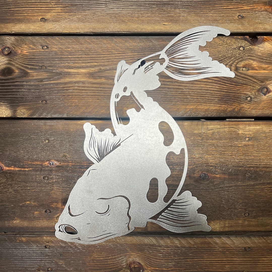 Koi Fish Metal Wall Art Decoration for Gardens and Ponds, Steel Koi ...