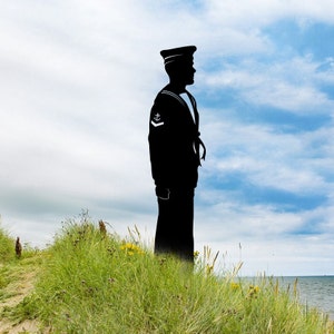 12" Tall Metal British Navy Sailor Silhouette With Spike - Remembrance ...