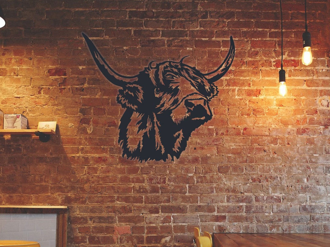 Metal Highland Cow Longhorn Rustic Wall Art for Modern Living Room ...
