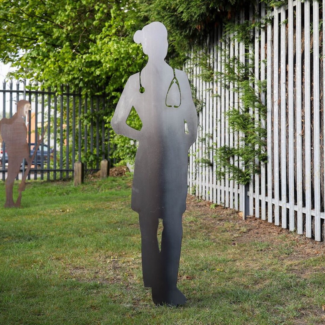12" Tall NHS NURSE STATUE Garden Silhouette Decor Wall Art Decoration ...
