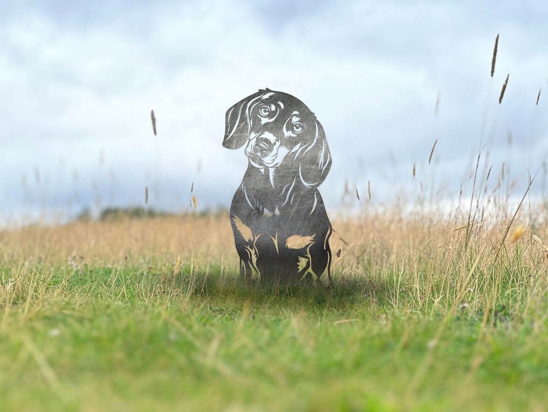 Metal Dachshund Dog Breed Garden Decoration With Spike, Rustic or Rusty ...