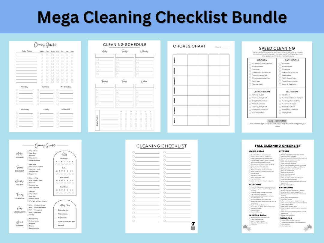 MEGA Cleaning Checklist Bundle L Cleaning Schedule L Cleaning Printable ...