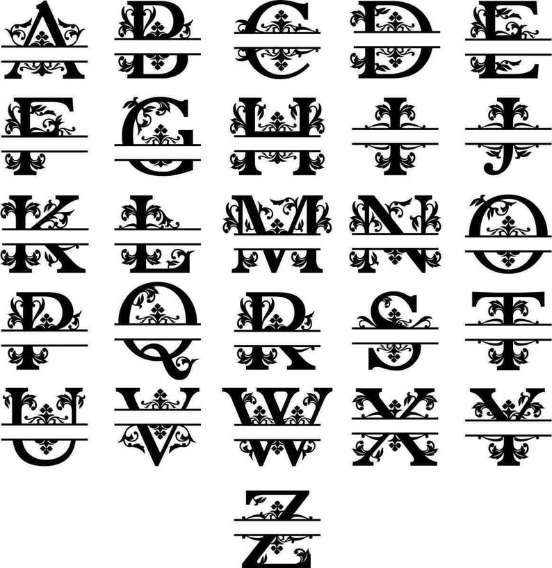 Split Monogram Letter Dxf Of Plasma Laser Cut Cnc Vector Etsy