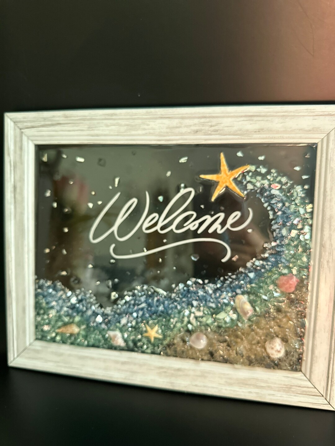 Crushed Glass and Resin Welcome Framed Art - Etsy
