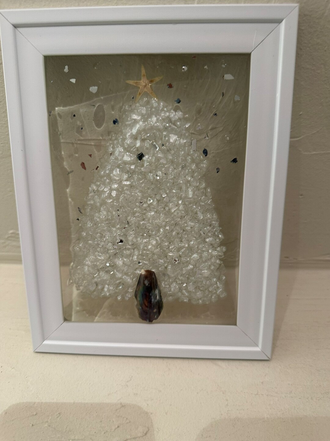 5x7 White Crushed Glass and Resin Tree Framed Art - Etsy