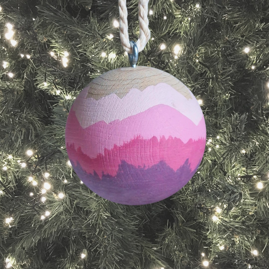 Pink Forest Mountain Bauble, Natural Tree Decorations, Eco-friendly ...