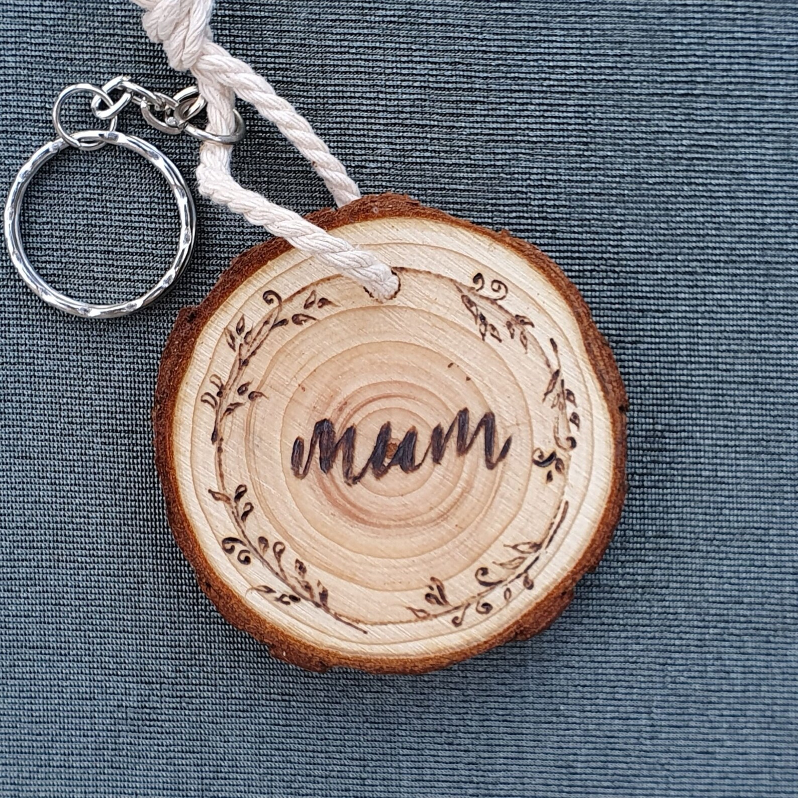 Pyrography Keyring for Mum, Wood Burned Bag Charm, Gift for Mum - Etsy