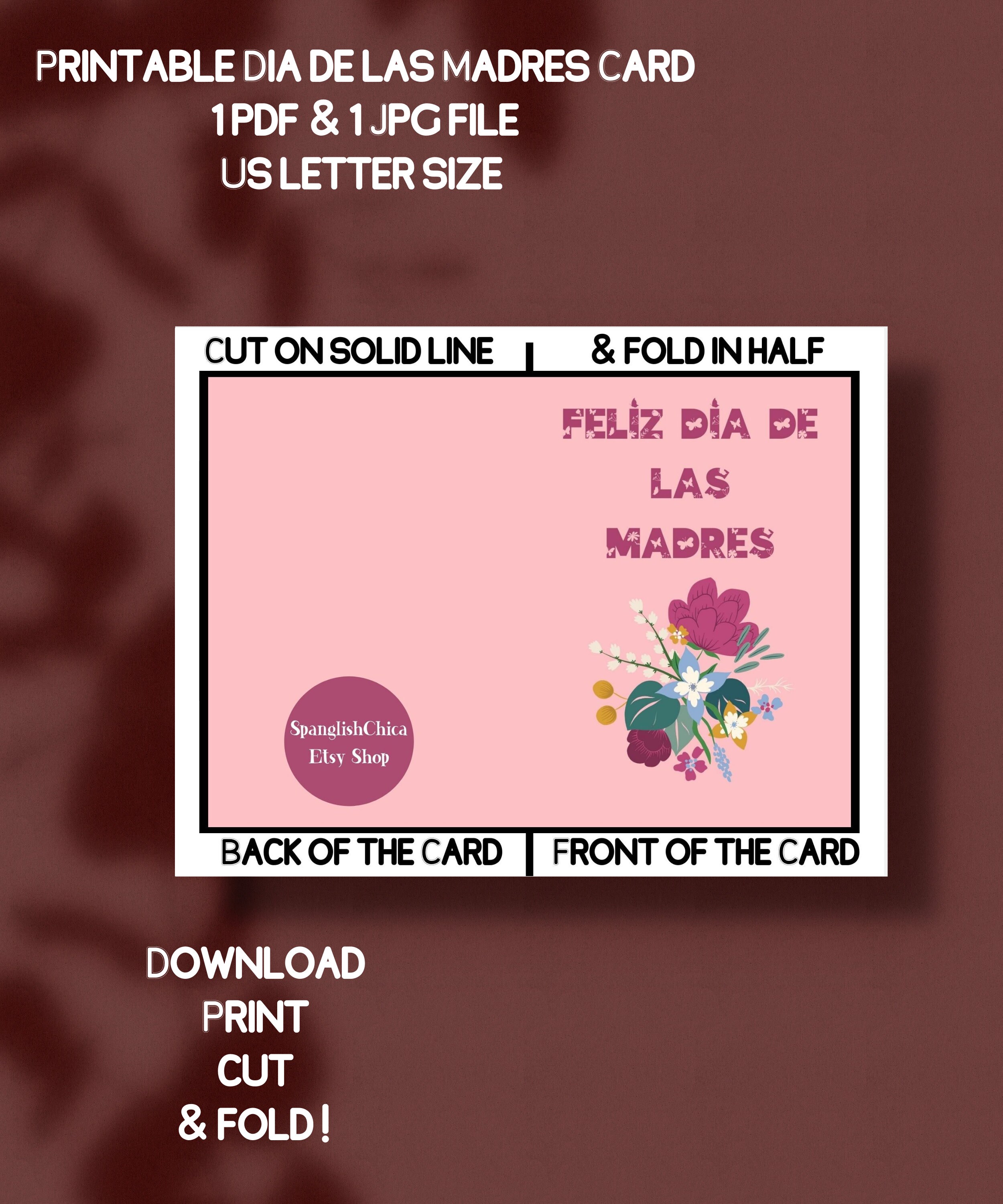 Feliz Dia De Las Madres Greeting Card, Printable Dia De Las Madres Card ...