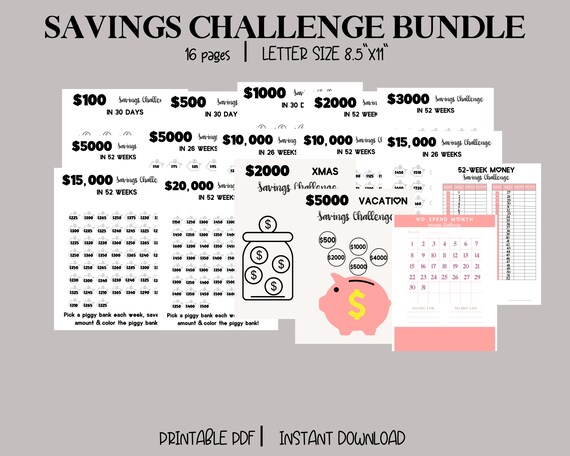 Spar-Challenge Printables Spar-Tracker-Paket monatliches - Etsy