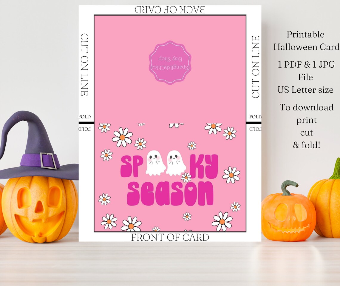 Spooky Season Printable Halloween Greeting Card | Fall Season Greeting ...