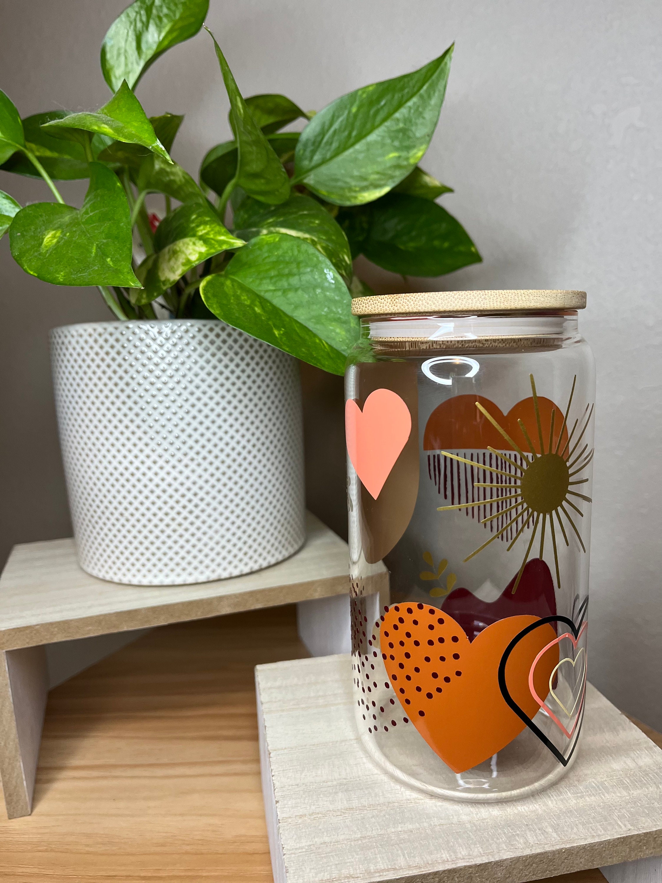 Boho Beer Glass Can Cup | Aesthetic Coffee Glass | Iced Coffee Glass ...