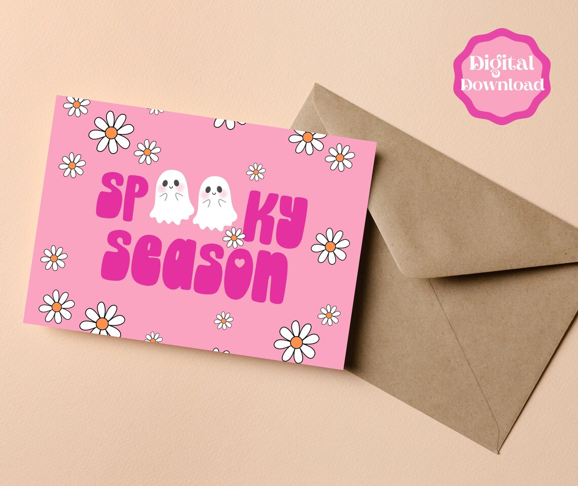 Spooky Season Printable Halloween Greeting Card | Fall Season Greeting ...