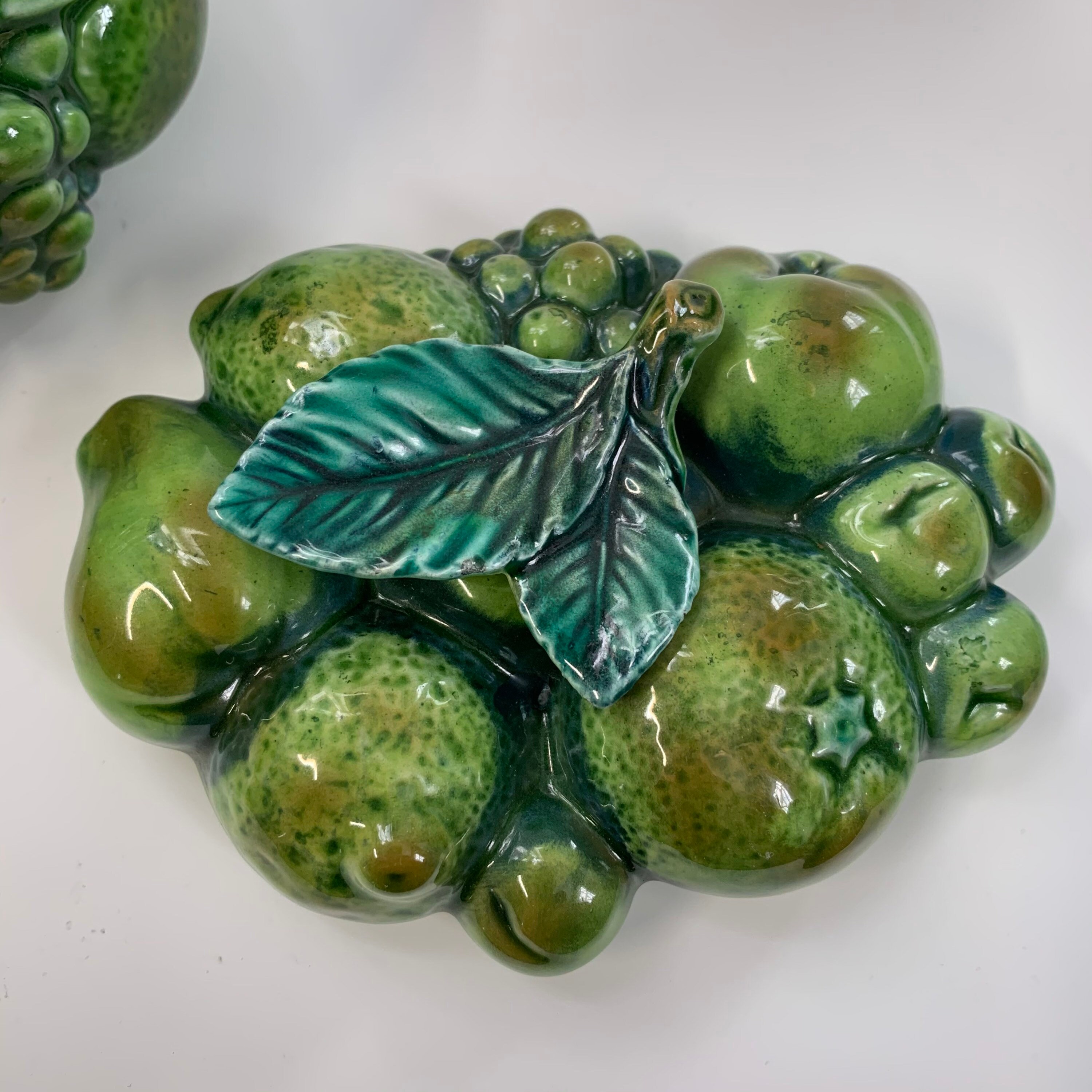 Vintage 1960 INARCO Green Fruits Candy Dish Bowl With Lid Cookies Jar ...