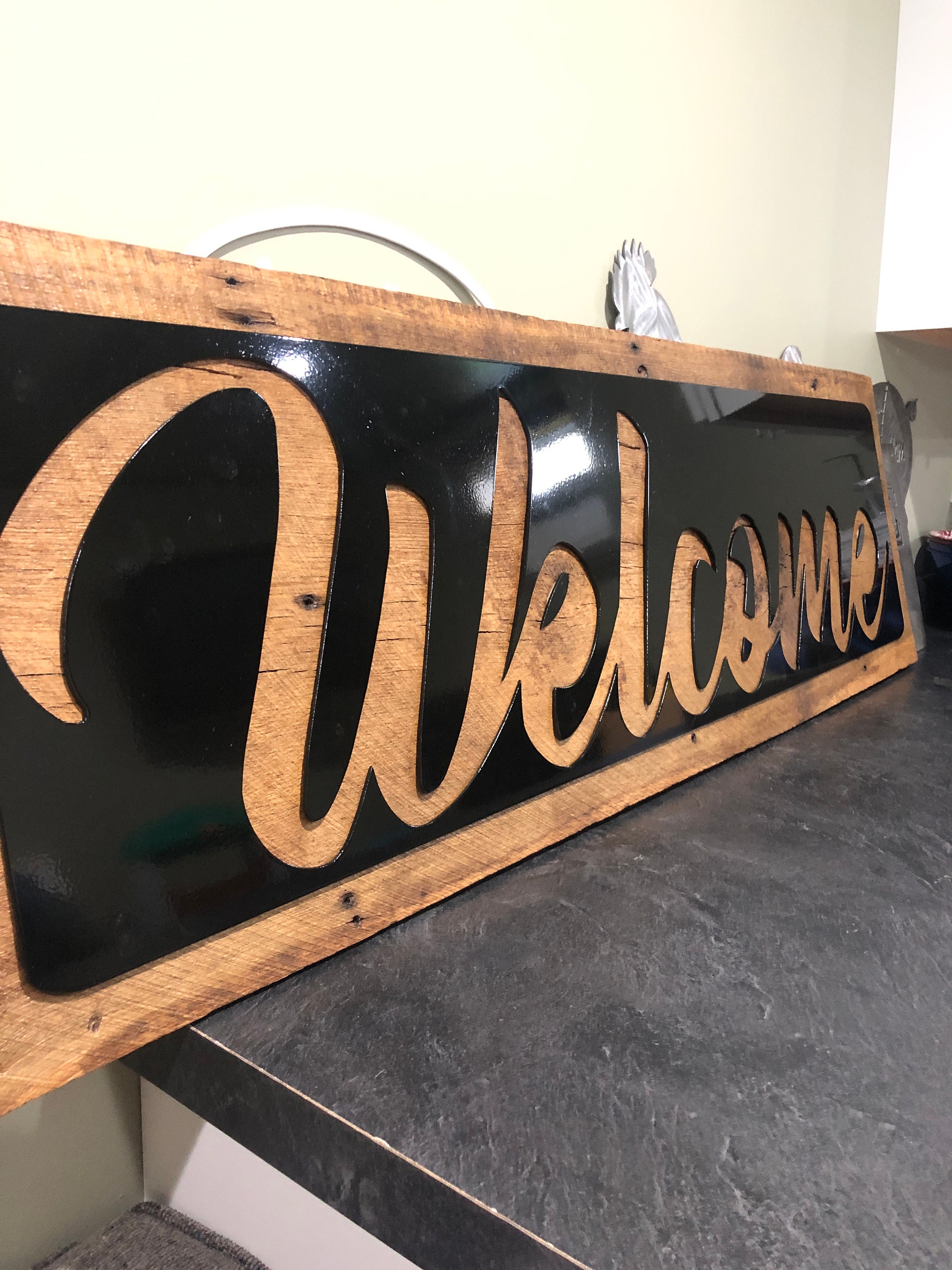 Welcome Sign Barn Wood Metal Wall Art - Etsy