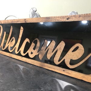 Welcome Sign Barn Wood Metal Wall Art - Etsy