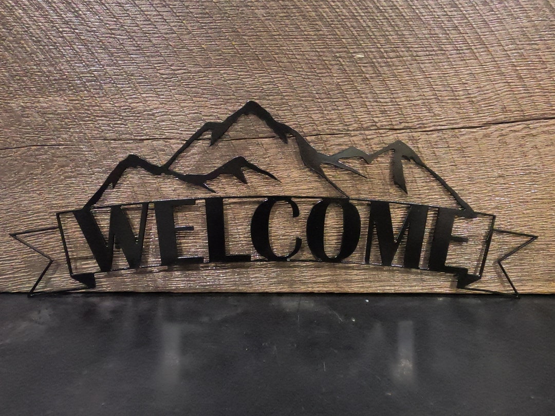 Welcome Sign W/ Mountains - Etsy