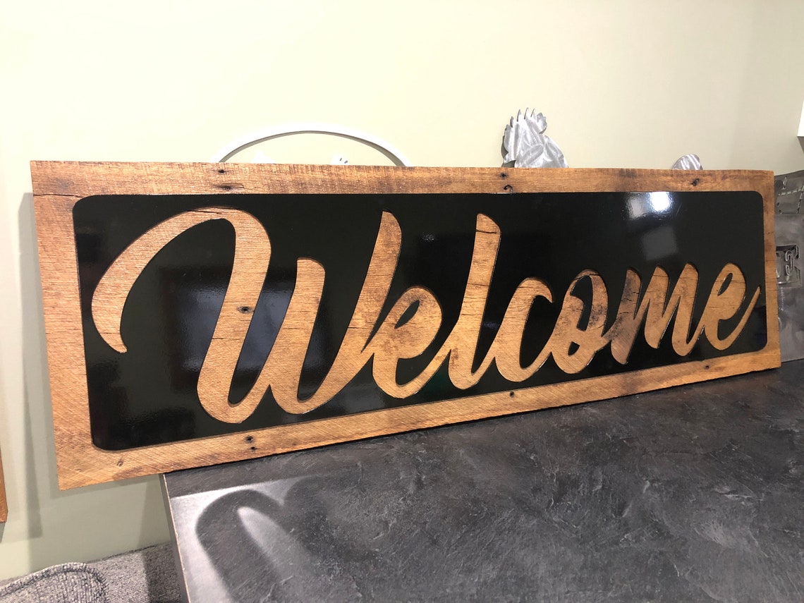 Welcome Sign Barn Wood Metal Wall Art - Etsy