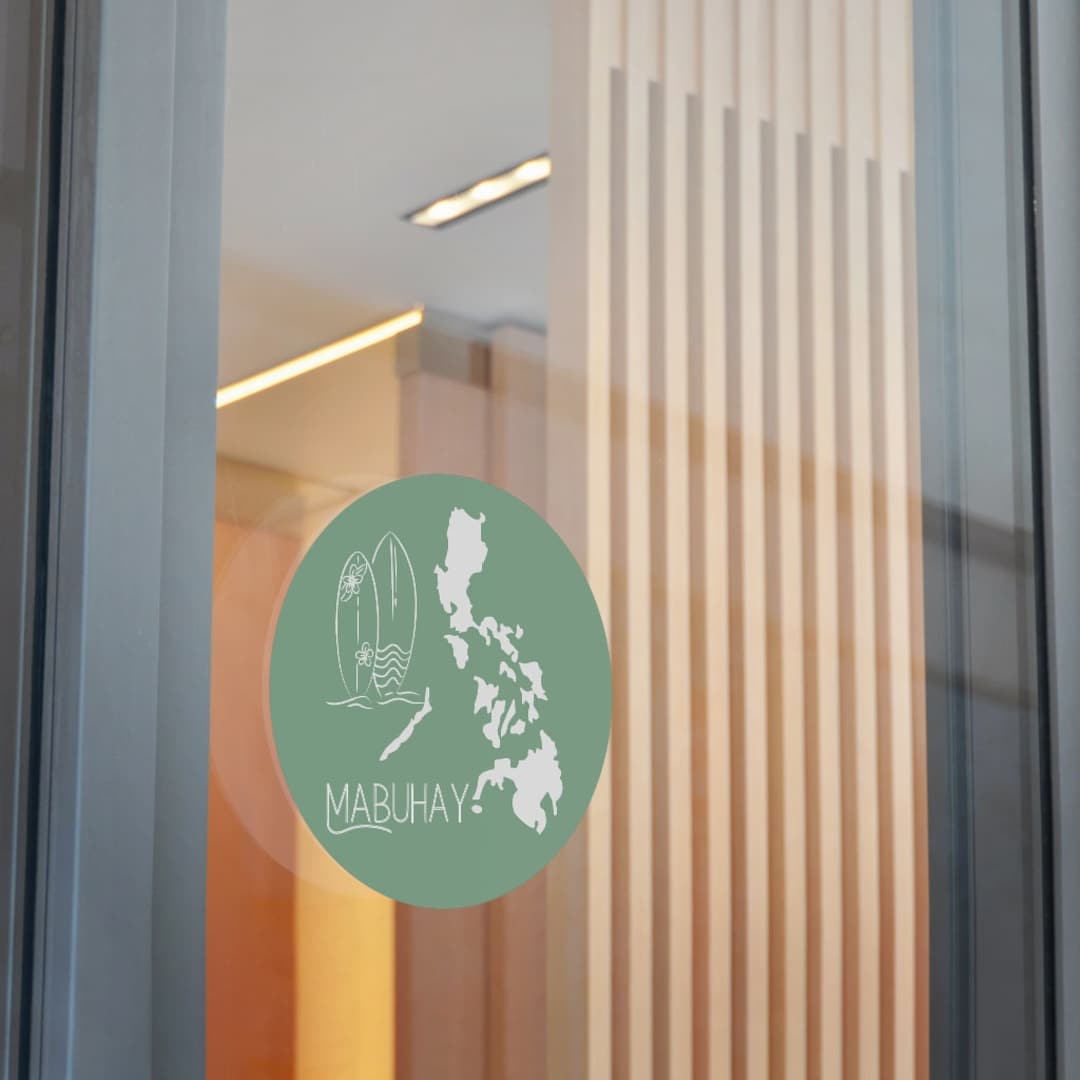 Surfboards With Map of the Philippines and Mabuhay Greeting Round Vinyl ...