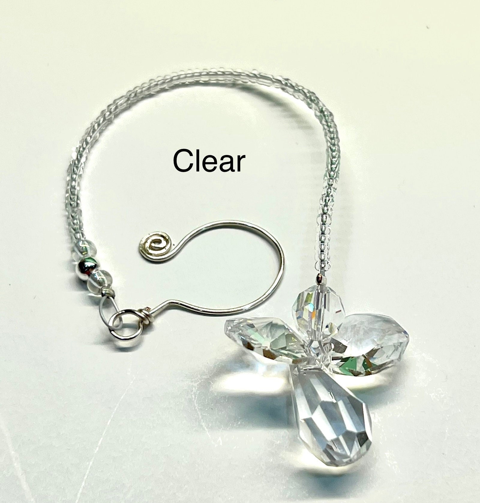 Austrian Crystal Angel Wing Car Visor Ornament Rear View Charm Goodluck ...