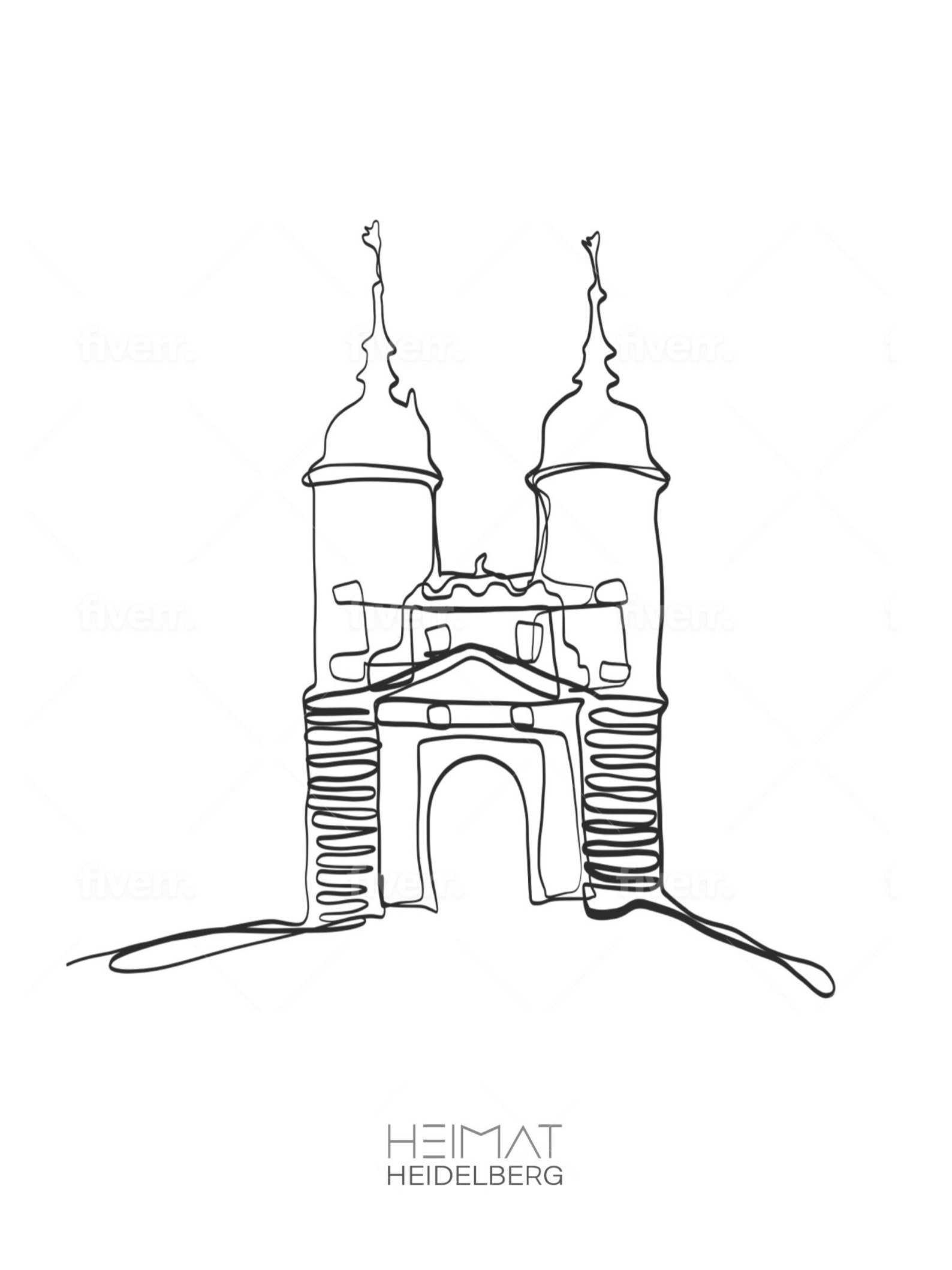 Heidelberg Lineart Poster Bridge - Etsy