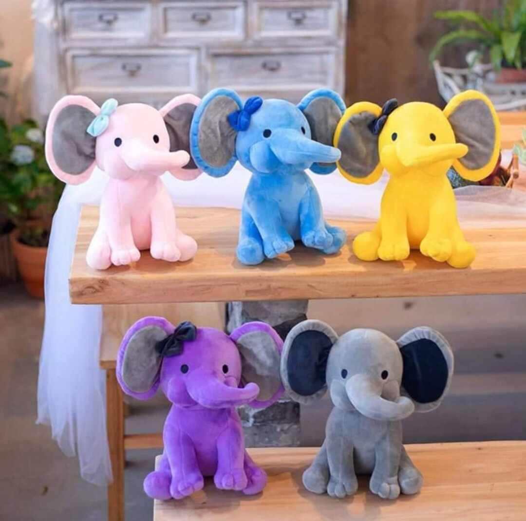 Personalised Elephant, Baby First Elephant With Name on Ear, Soft ...