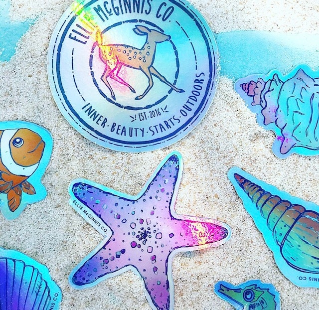 Holographic Conch Shell Vinyl Sticker Ellie McGinnis Co. | Etsy