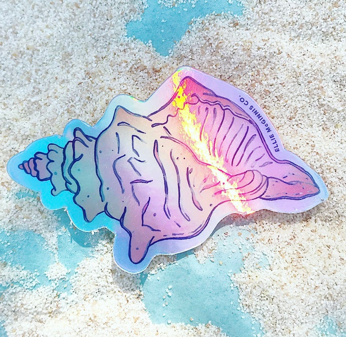 Holographic Conch Shell Vinyl Sticker Ellie Mcginnis Co. - Etsy UK