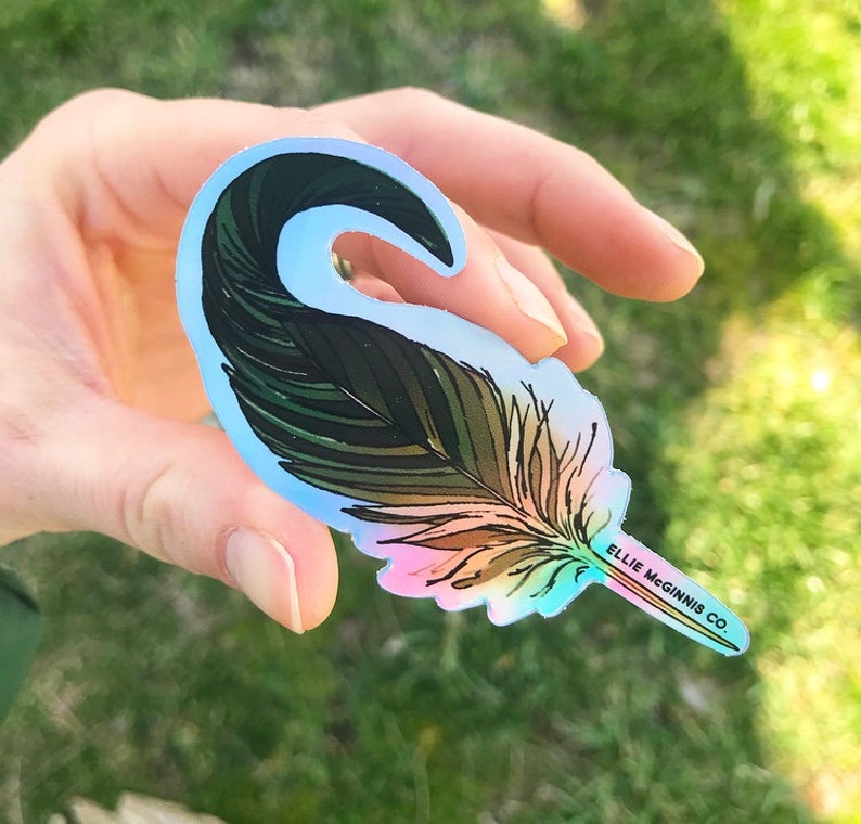 Holographic Drake Duck Curly Tail Feather Vinyl Sticker - Etsy