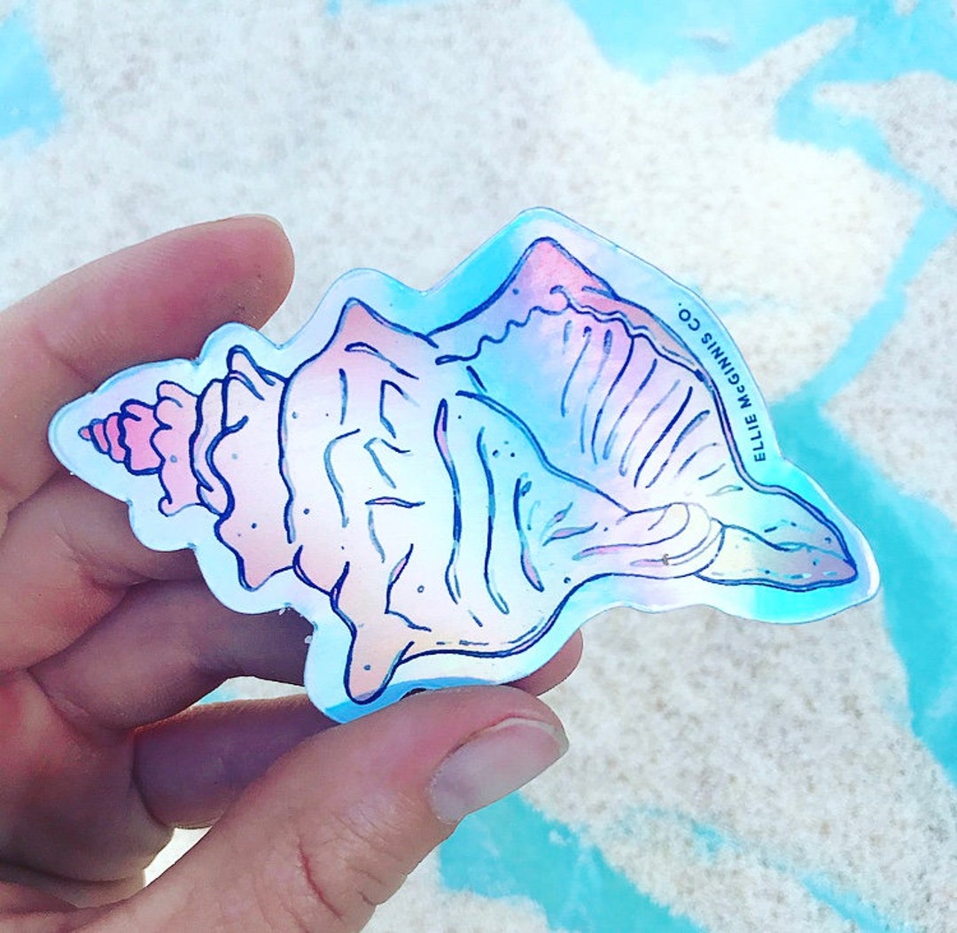 Holographic Conch Shell Vinyl Sticker - Ellie Mcginnis Co. - Etsy